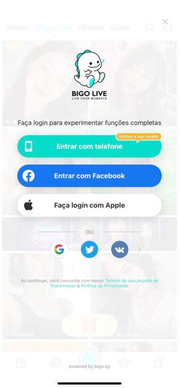Como Fazer Login no BIGO LIVE